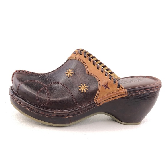 PIKOLINOS | Shoes | Pikolinos Whipstitch Brown Leather Clog Mules Eur ...
